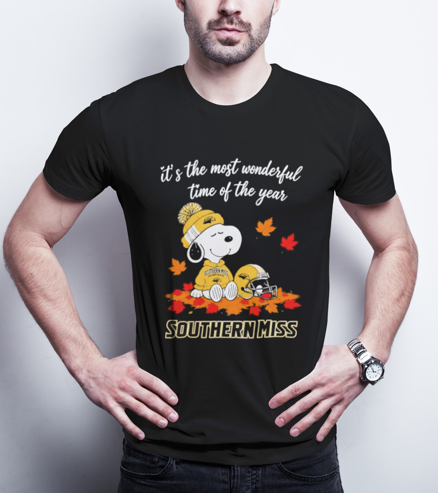 Snoopy It's The Most Wonderful Time Of The Year Southern Miss Golden Eagles Peanuts Fall Football T-Shirt