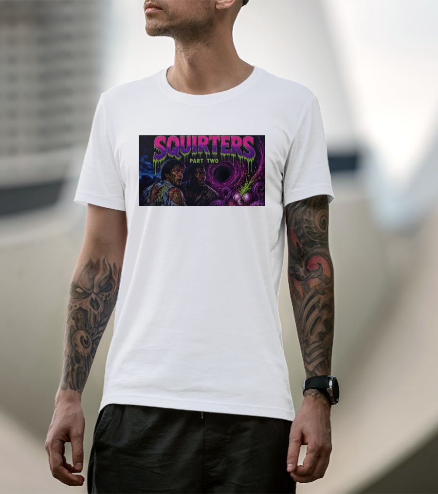 Squirters Part Two 1980s Horror Creature Scene T-Shirt