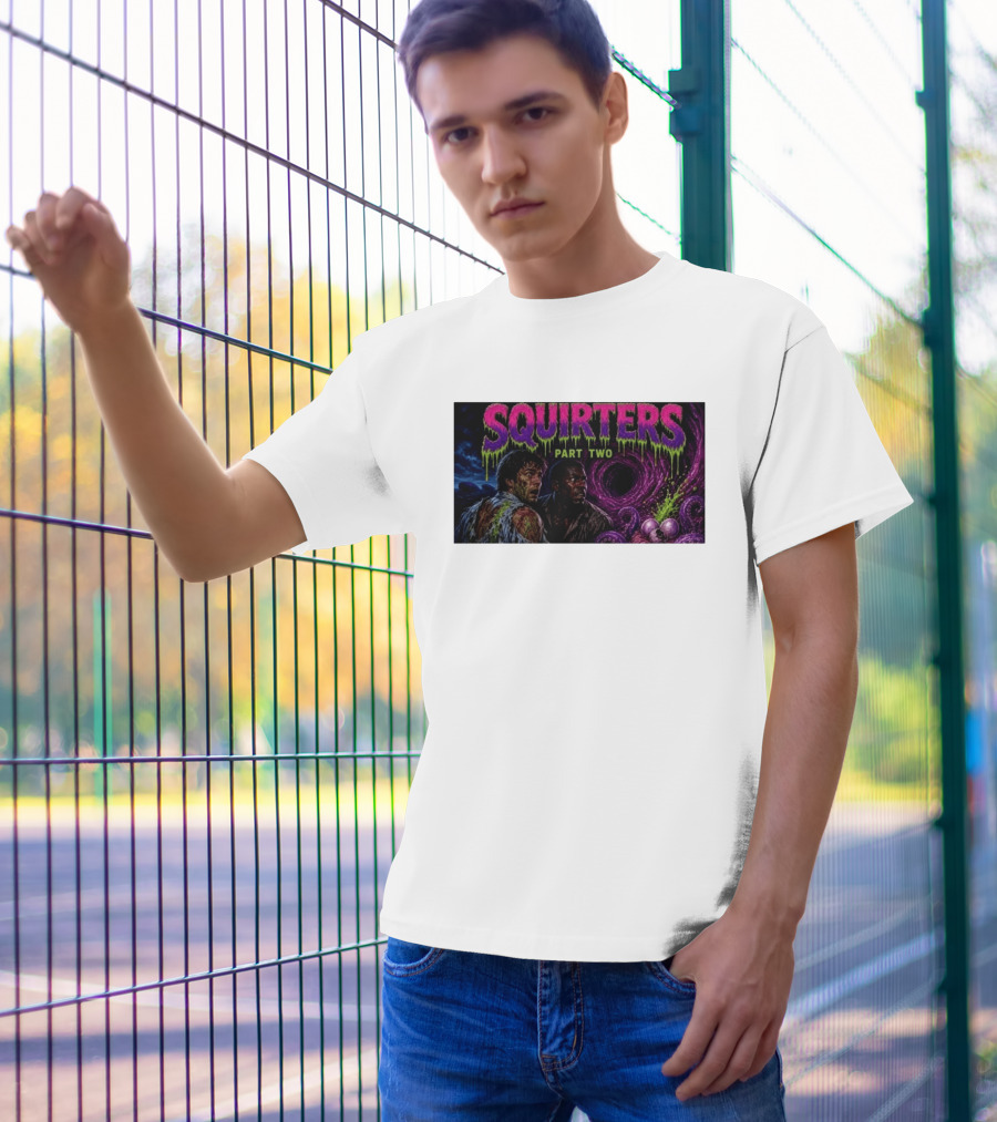 Squirters Part Two 1980s Horror Creature Scene T-Shirt