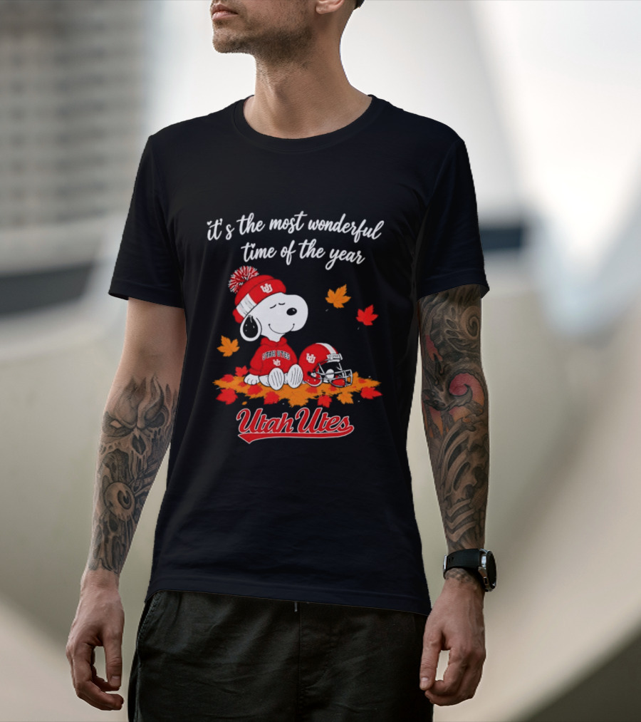 Snoopy It's The Most Wonderful Time Of The Year Utah Utes Autumn Cozy Vibe T-Shirt