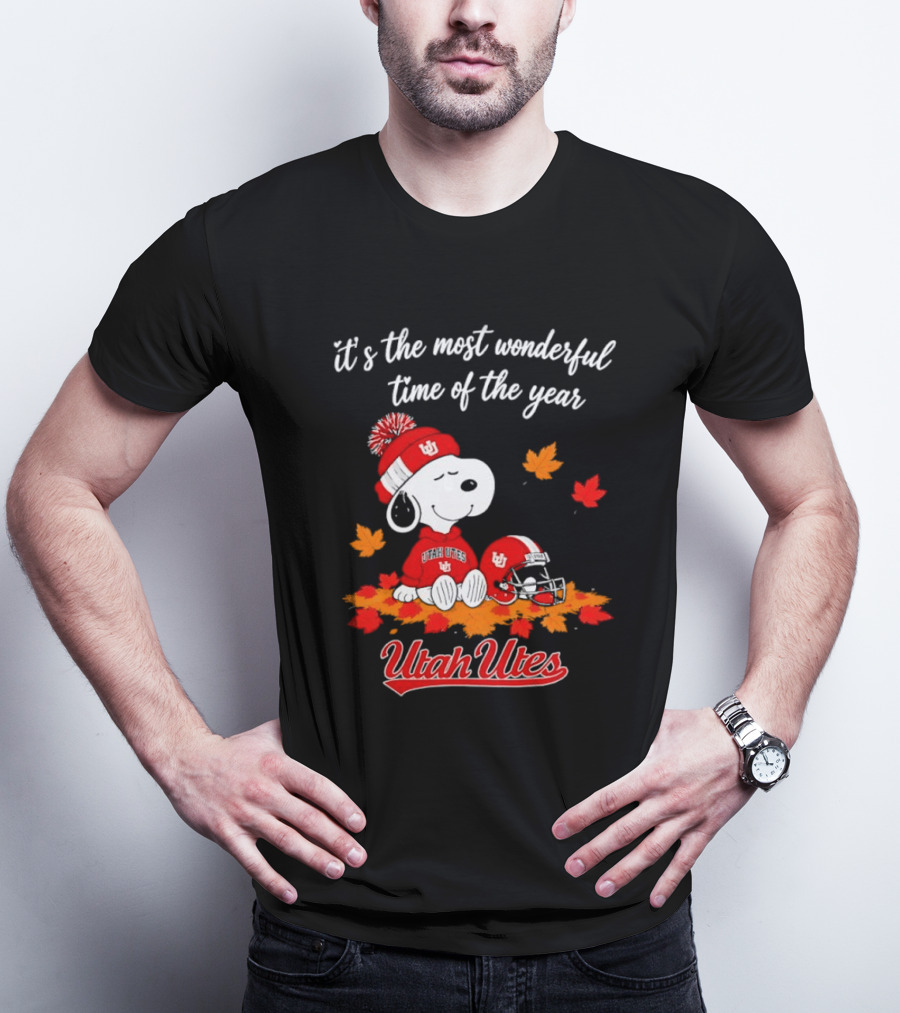 Snoopy It's The Most Wonderful Time Of The Year Utah Utes Autumn Cozy Vibe T-Shirt