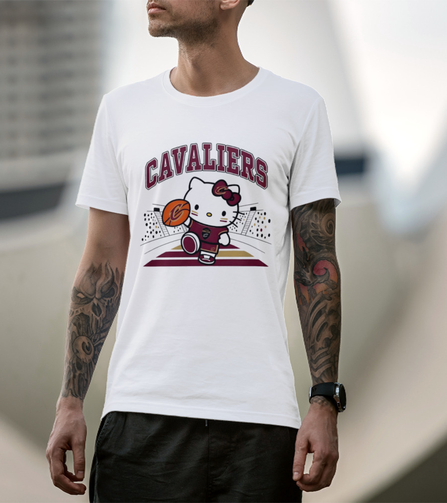 Hello Kitty Cavaliers Basketball 2026 NBA Season Collaboration T-Shirt