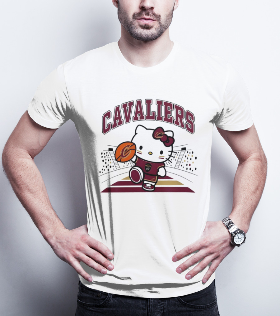 Hello Kitty Cavaliers Basketball 2026 NBA Season Collaboration T-Shirt