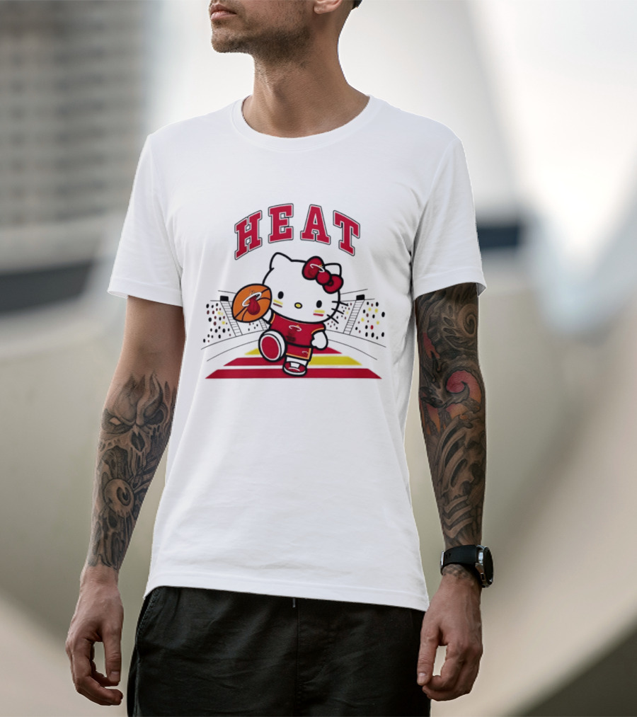 Hello Kitty Heat Miami NBA Basketball 2026 Season Collaboration T-Shirt