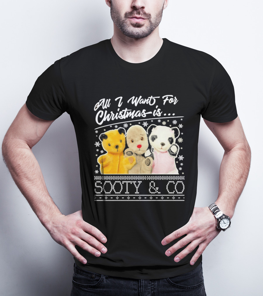 All I Want For Christmas Is Sooty And Co Vintage Stuffed Characters T-Shirt