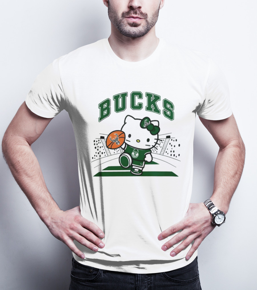 Hello Kitty Bucks Basketball Milwaukee Crossover 2026 NBA Season T-Shirt