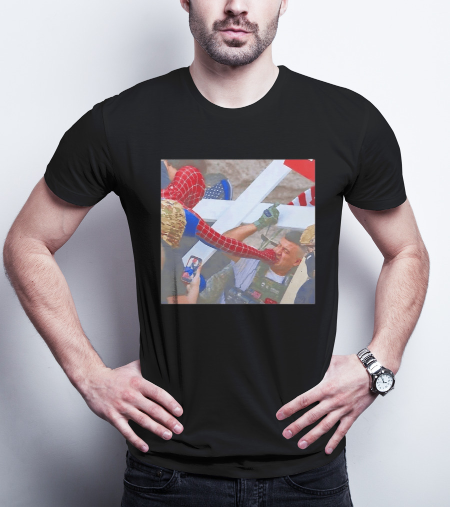 Invisible Touch Spider Man Meets Protester Face Off T-Shirt