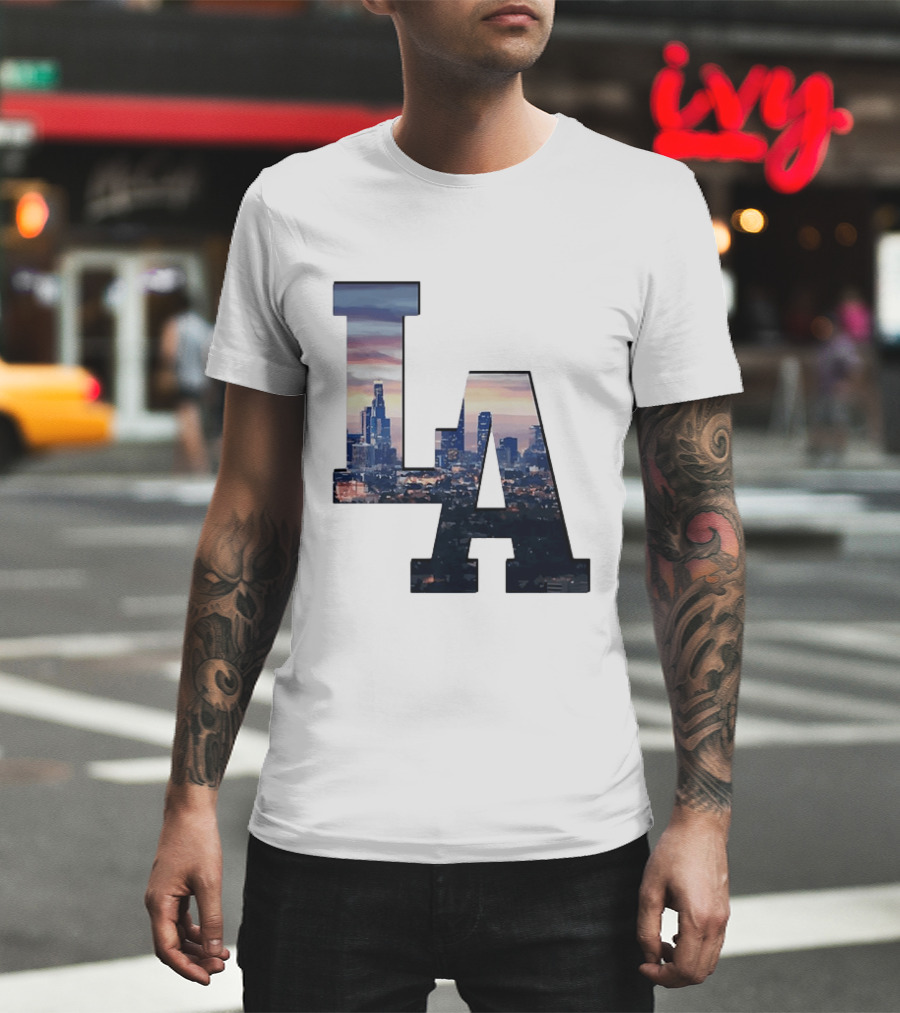 Los Angeles City Skyline LA California Sunset View T-Shirt