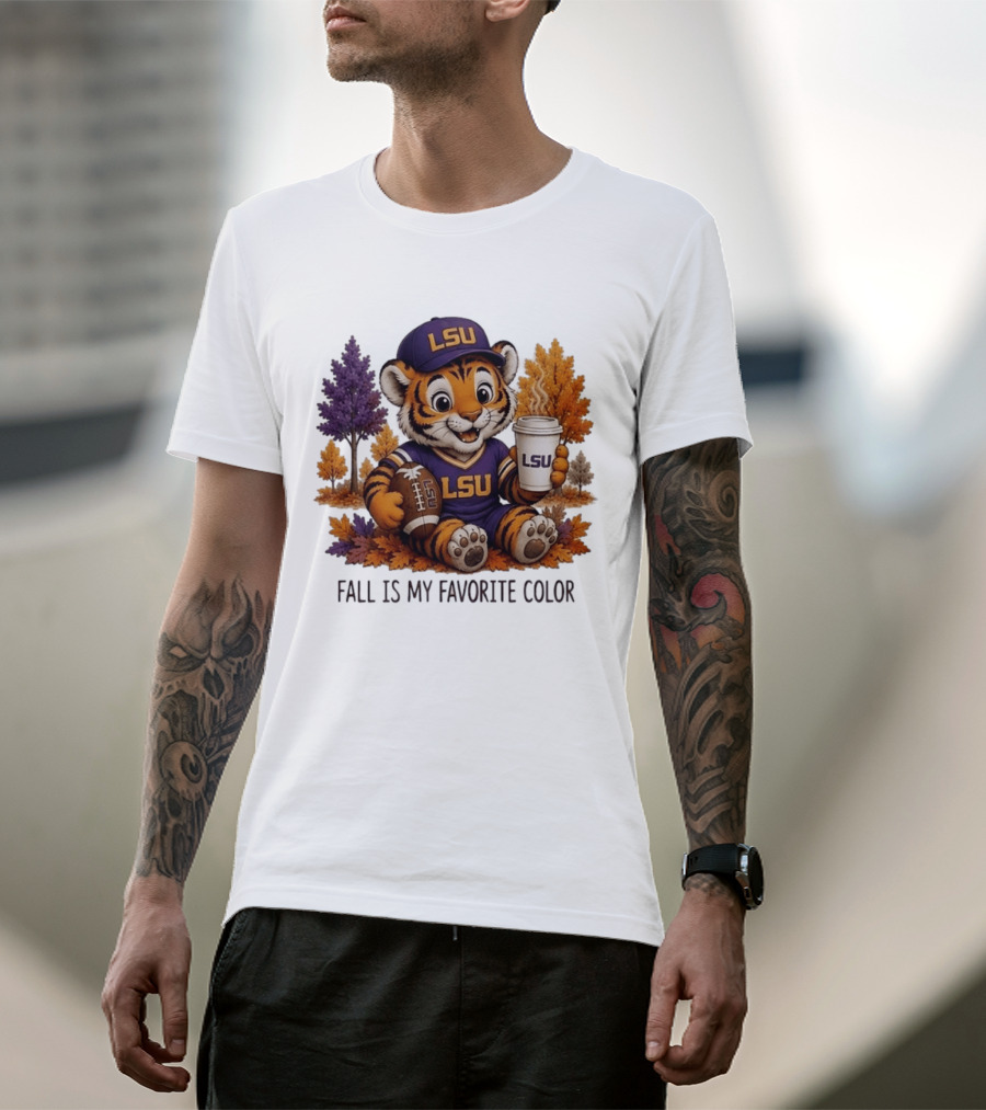 LSU Tiger Fall Is My Favorite Color College Football Cute Autumn T-Shirt
