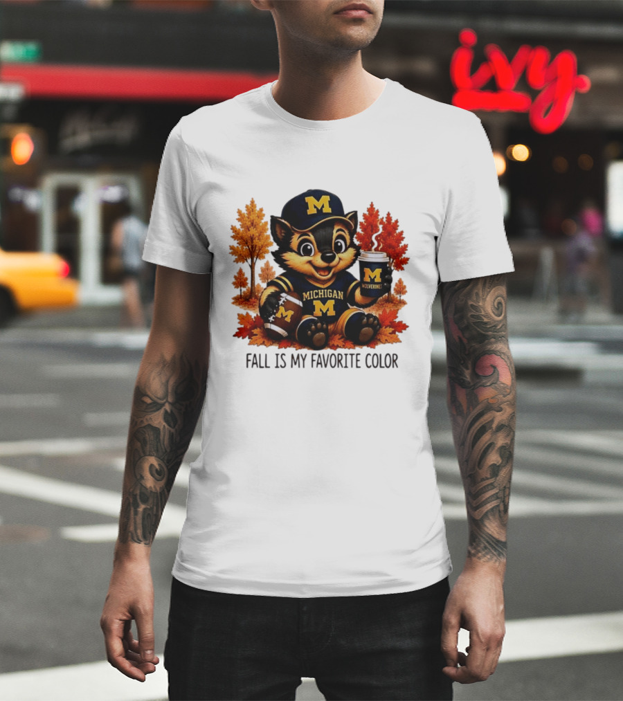 Michigan Wolverines Fall Is My Favorite Color Mascot Coffee Football T-Shirt