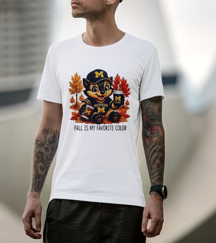 Michigan Wolverines Fall Is My Favorite Color Mascot Coffee Football T-Shirt