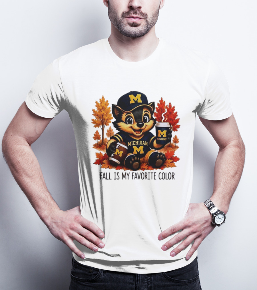 Michigan Wolverines Fall Is My Favorite Color Mascot Coffee Football T-Shirt