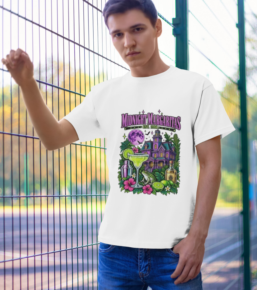 Midnight Margaritas Est. 1998 Haunted Mansion Tropical Vibes Lime And Moon Magic T-Shirt