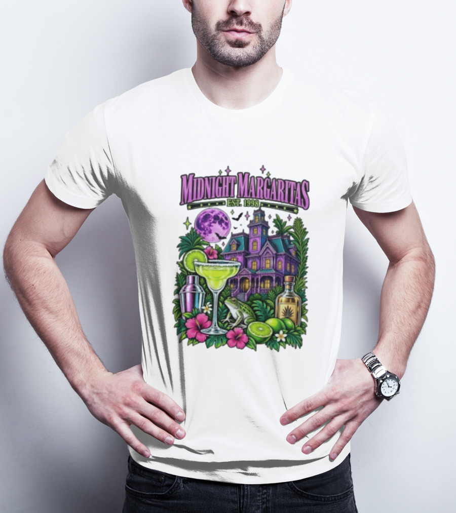 Midnight Margaritas Est. 1998 Haunted Mansion Tropical Vibes Lime And Moon Magic T-Shirt
