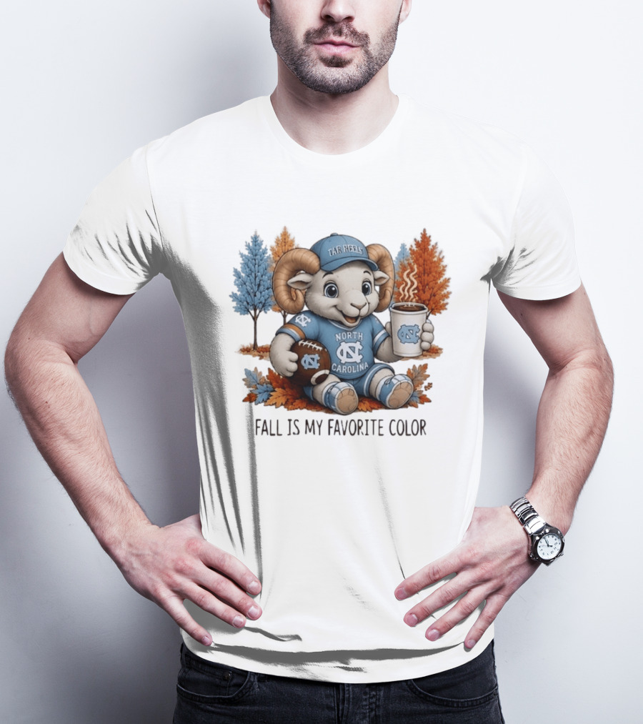 North Carolina Tar Heels Ram Fall Is My Favorite Color Football And Coffee T-Shirt