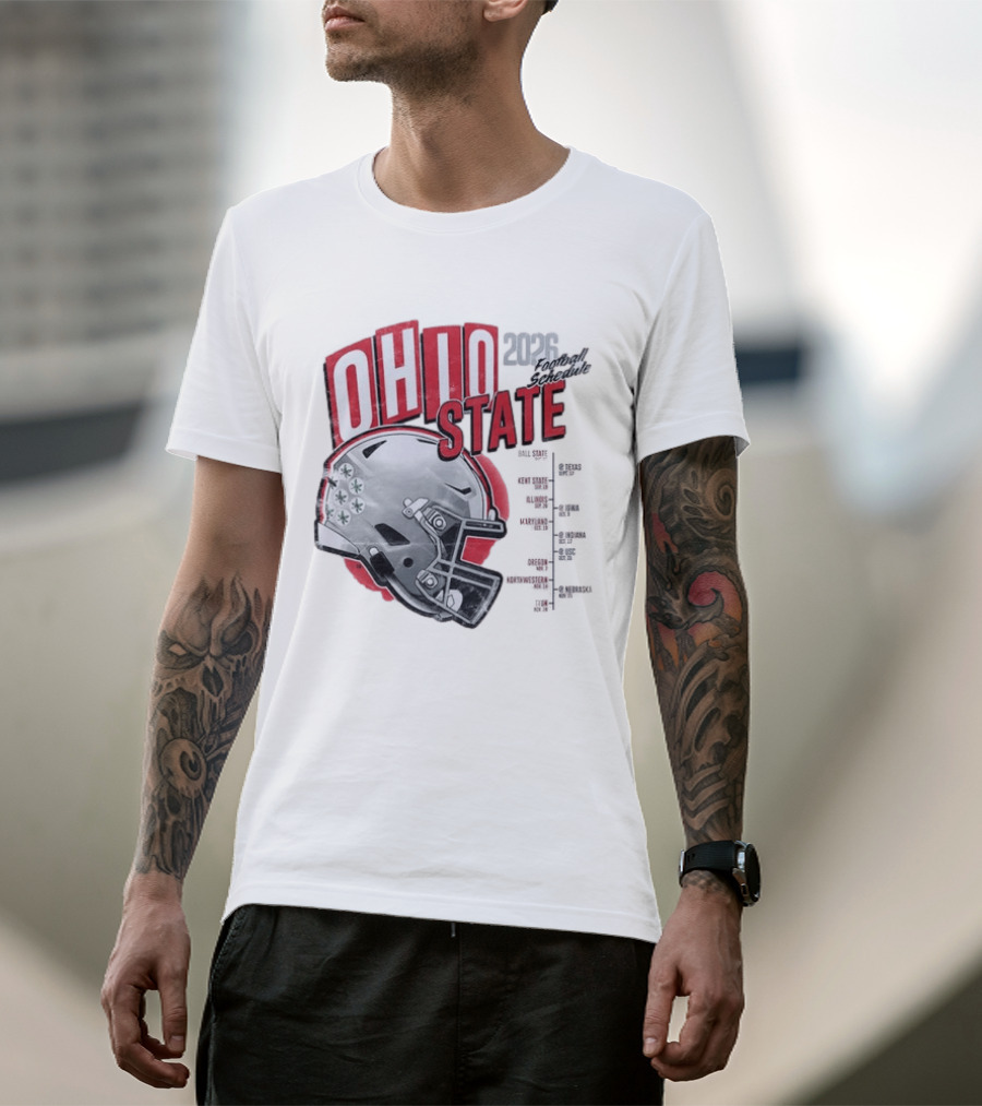 Ohio State Buckeyes 2026 Football Schedule Helmet T-Shirt