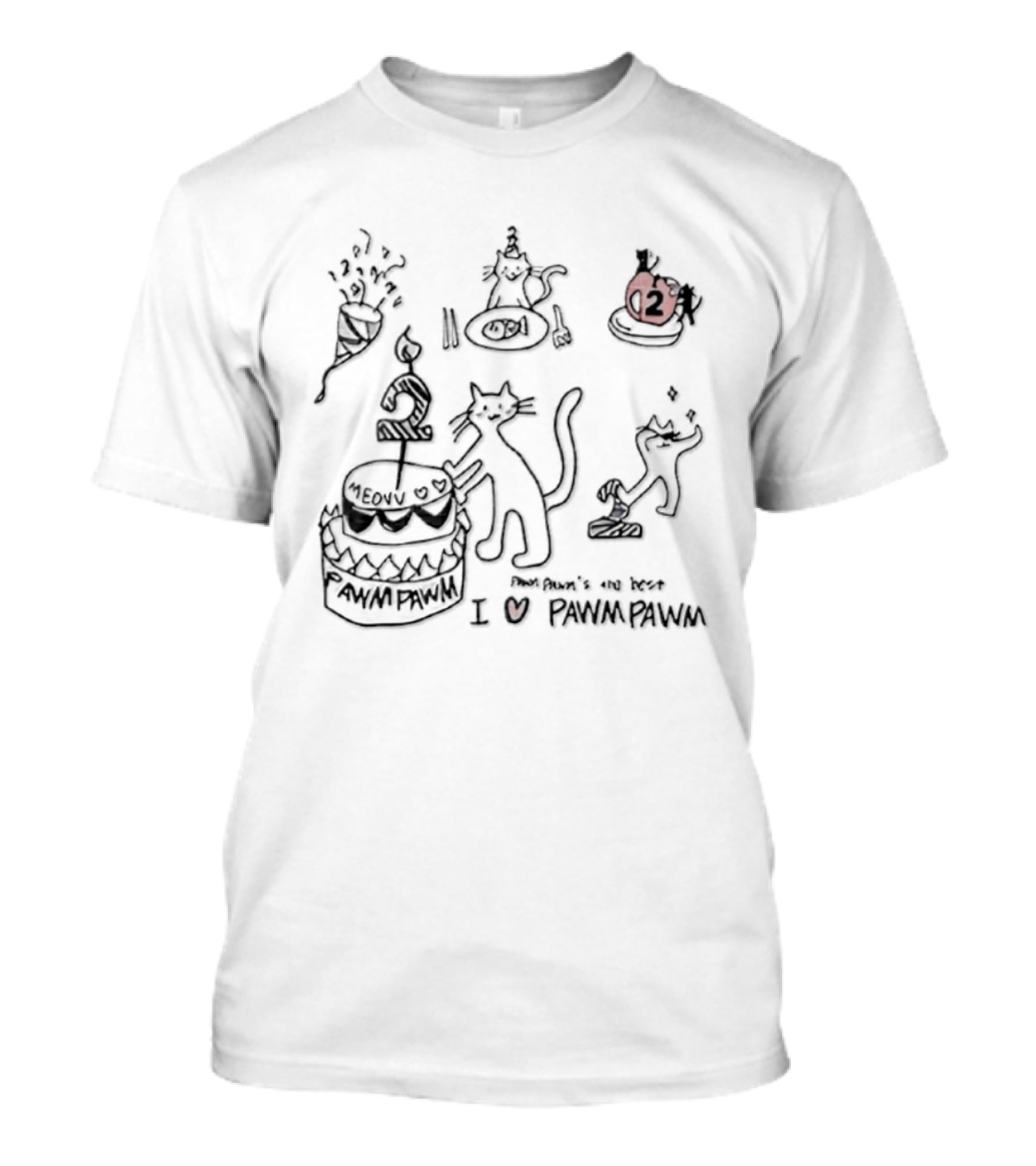 Pawm Pawm 2nd Birthday Meow Cat Celebration I Heart Pawm Pawm The Best T-Shirt