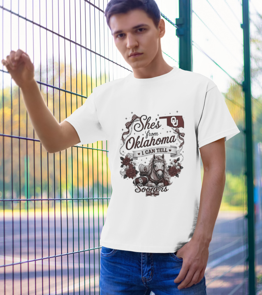 She's From Oklahoma I Can Tell Sooners OU State Pride Football T-Shirt