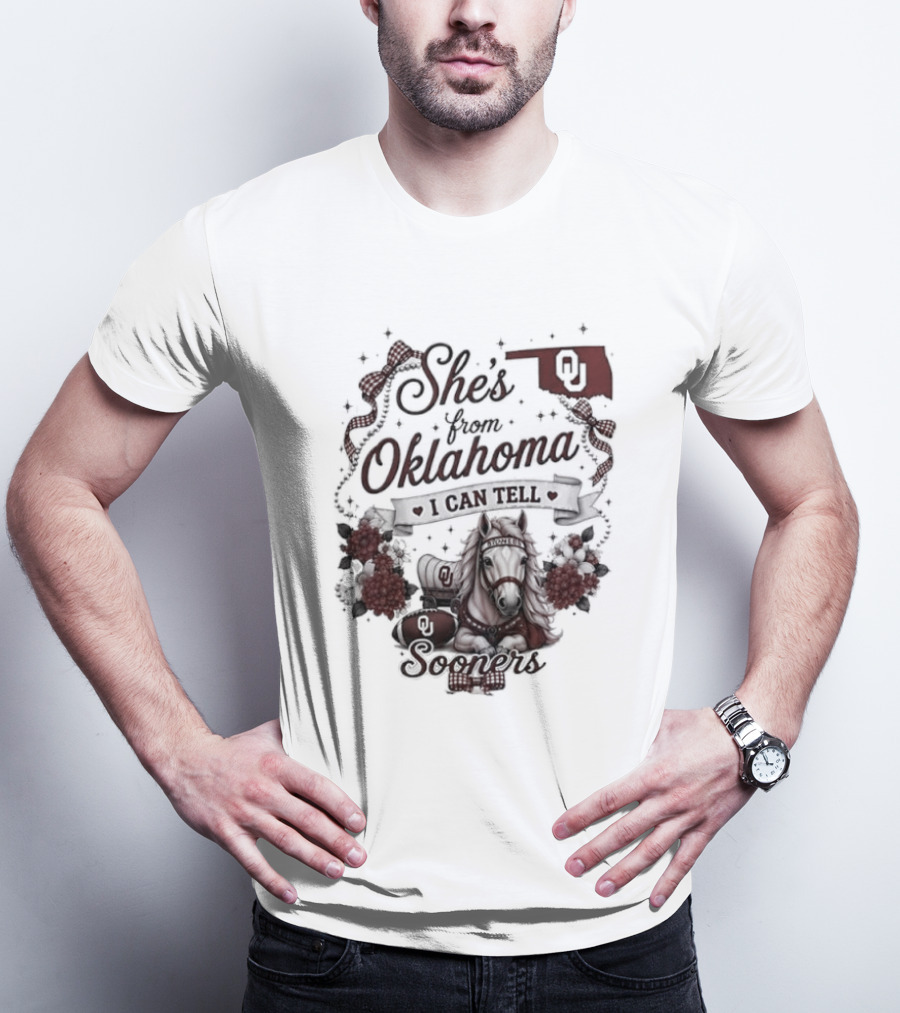 She's From Oklahoma I Can Tell Sooners OU State Pride Football T-Shirt