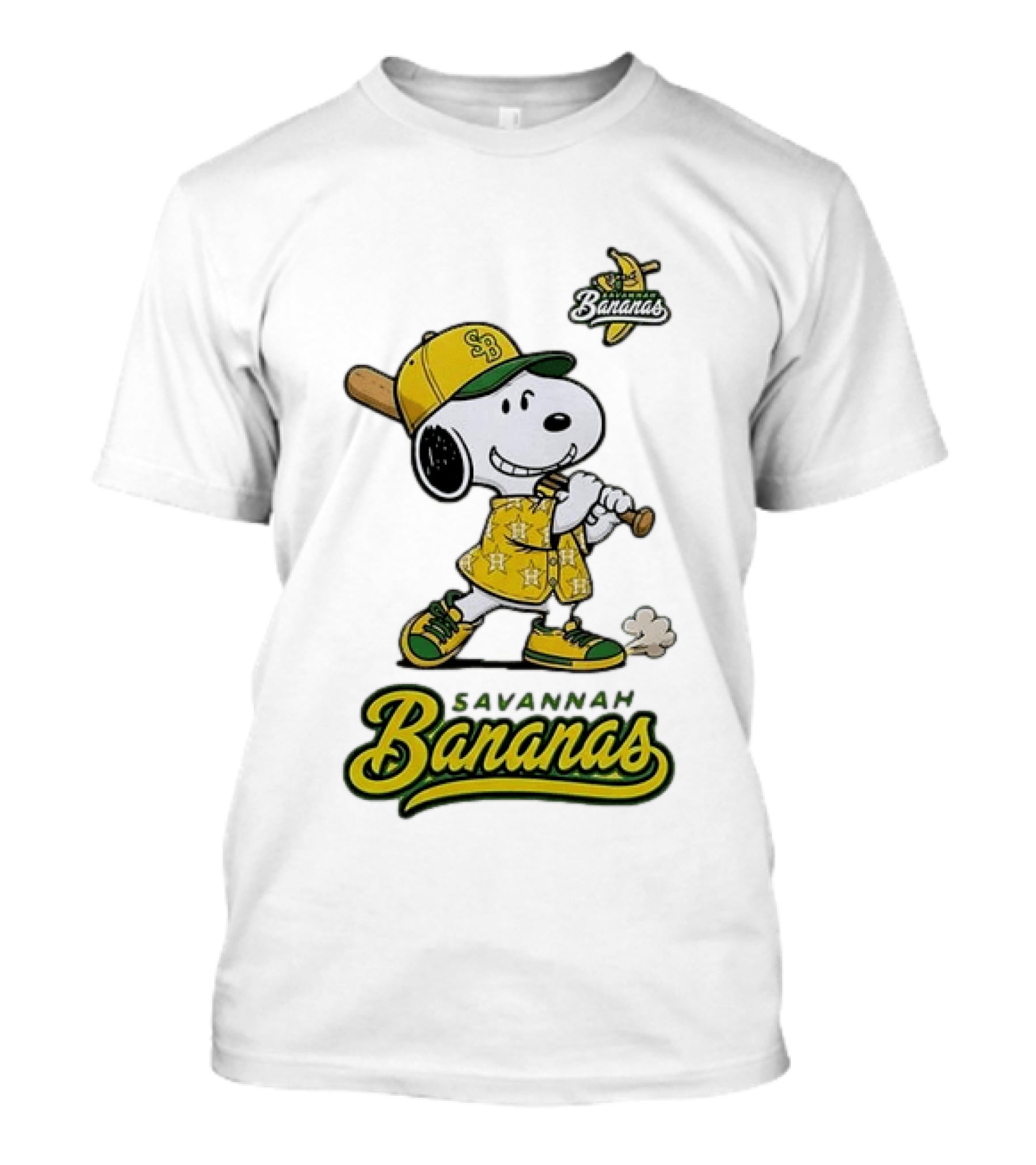 Snoopy Savannah Bananas Peanuts Baseball Collaboration T-Shirt