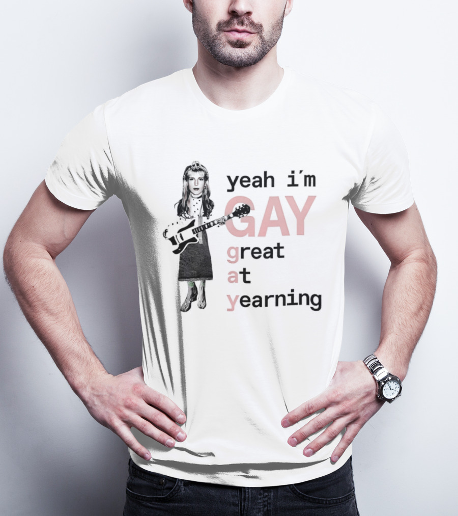 Yeah I'm Gay Great At Yearning Meme With Guitar Player T-Shirt