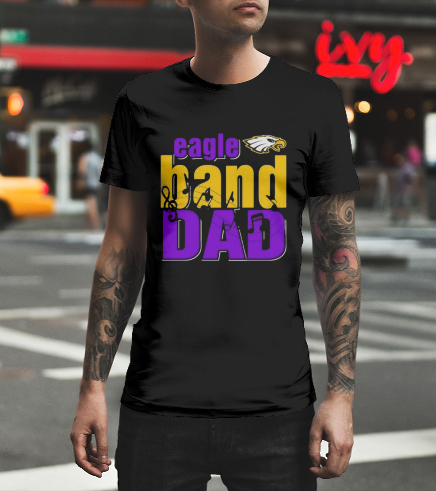 Eagle Band Dad With Eagle Head Icon Yellow And Purple T-Shirt