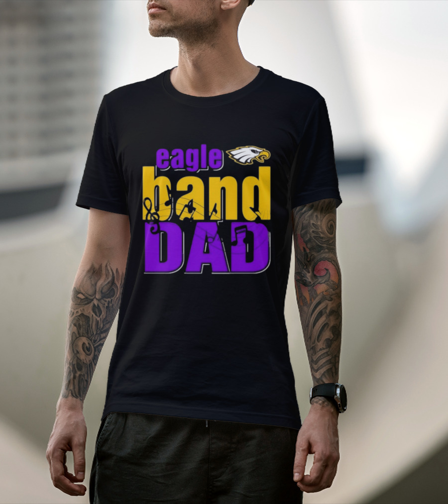 Eagle Band Dad With Eagle Head Icon Yellow And Purple T-Shirt