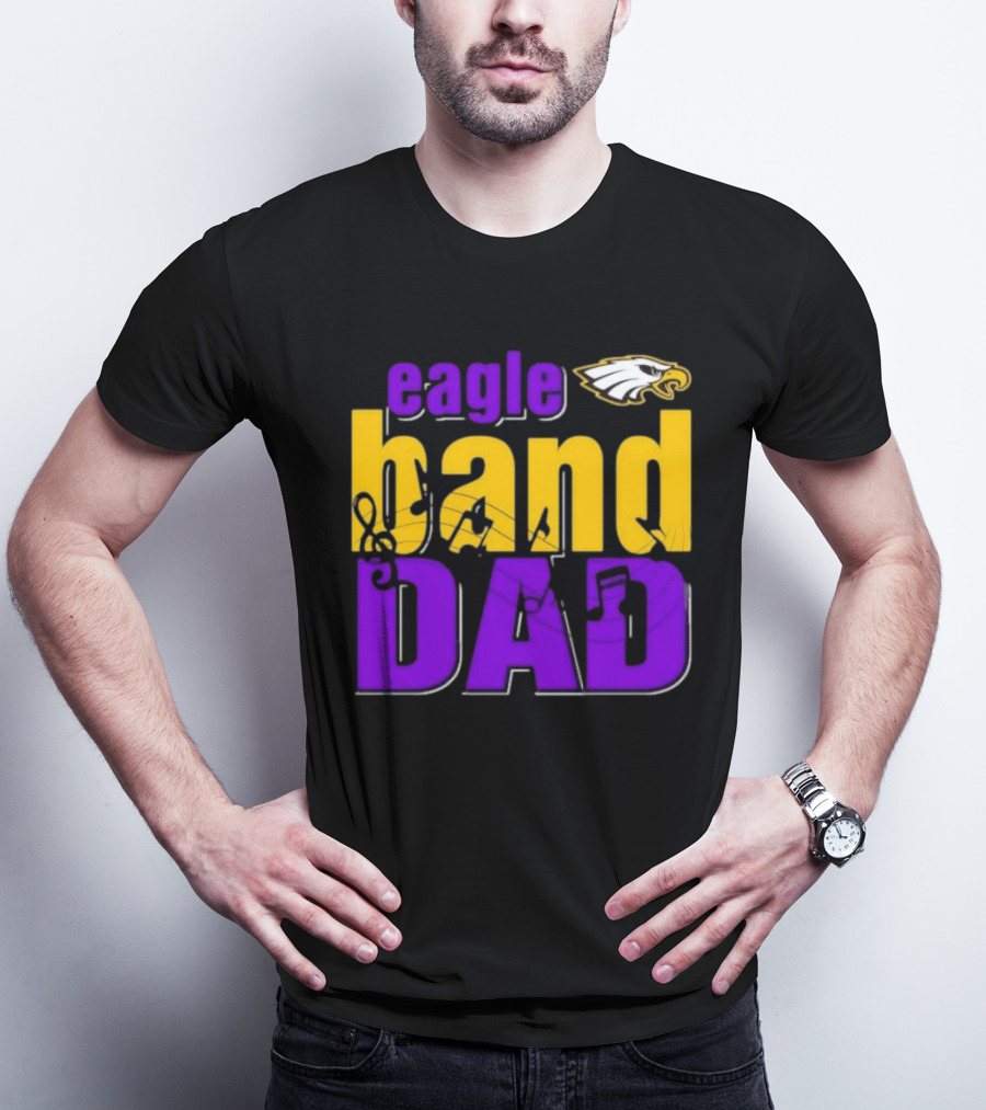 Eagle Band Dad With Eagle Head Icon Yellow And Purple T-Shirt