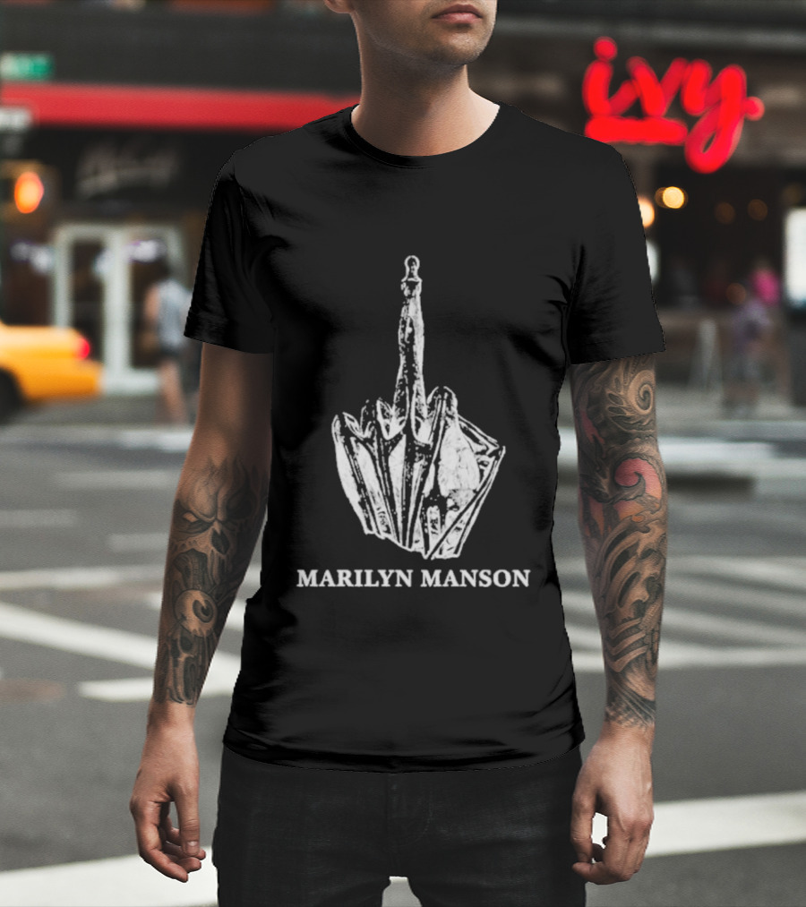 Marilyn Manson Middle Fingers Freaks On Tour 2026 With Rob Zombie T-Shirt
