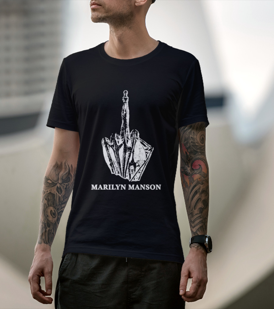 Marilyn Manson Middle Fingers Freaks On Tour 2026 With Rob Zombie T-Shirt