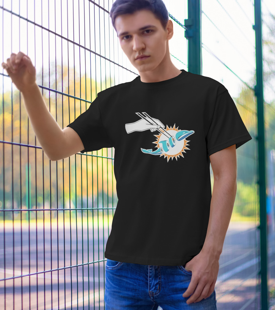 Miami Dolphins Sushi Roll Chopsticks T-Shirt