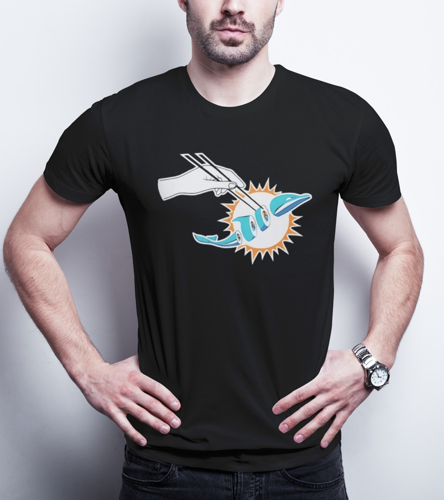 Miami Dolphins Sushi Roll Chopsticks T-Shirt