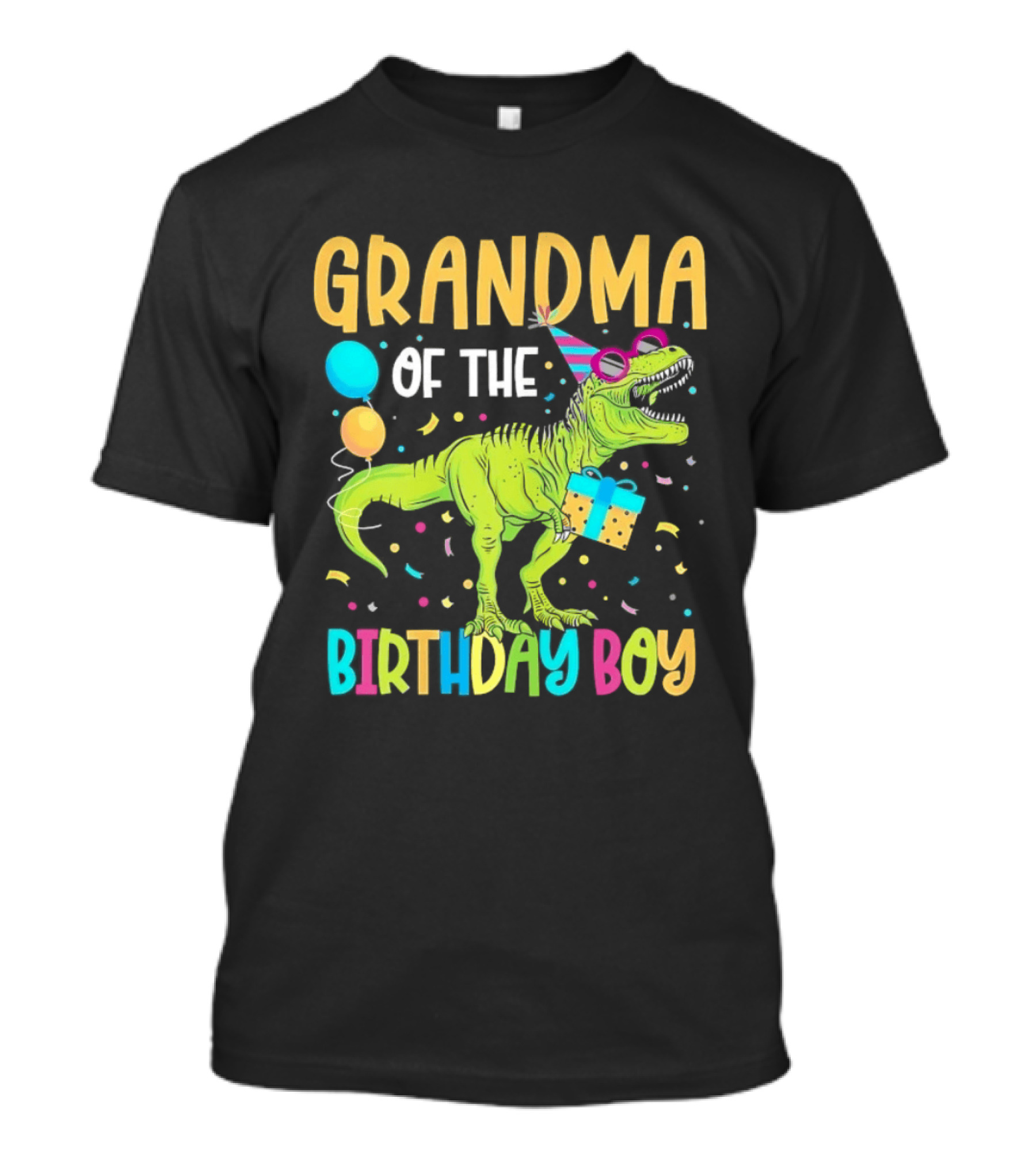 Grandma Of The Birthday Boy Dinosaur Party Balloons And Gift Celebration T-Shirt