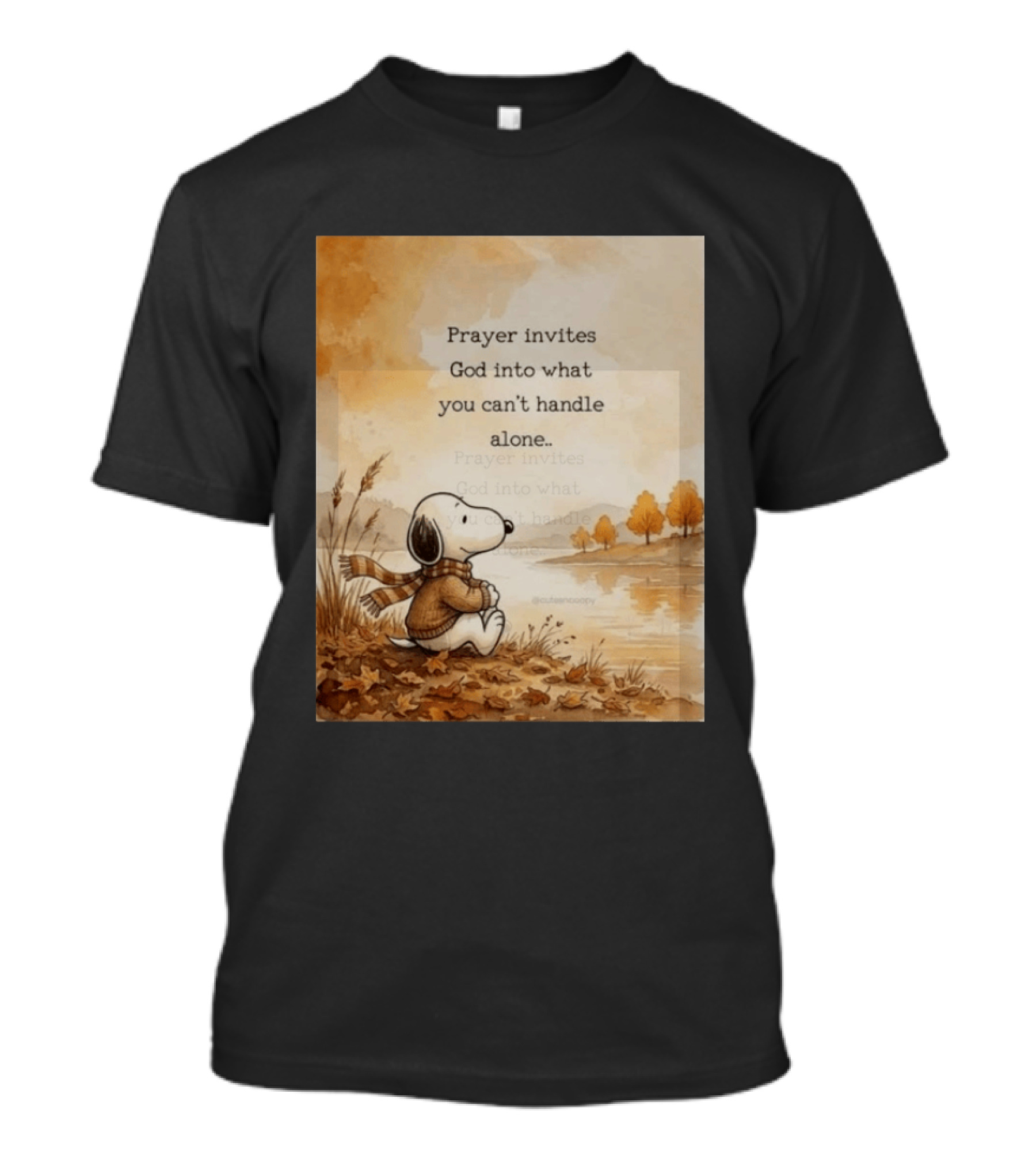 Snoopy Prayer Invites God Into What You Can't Handle Alone Autumn Scene T-Shirt