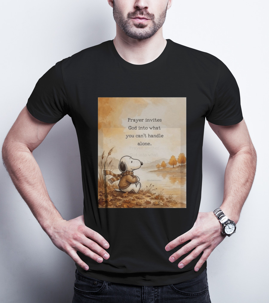 Snoopy Prayer Invites God Into What You Can't Handle Alone Autumn Scene T-Shirt
