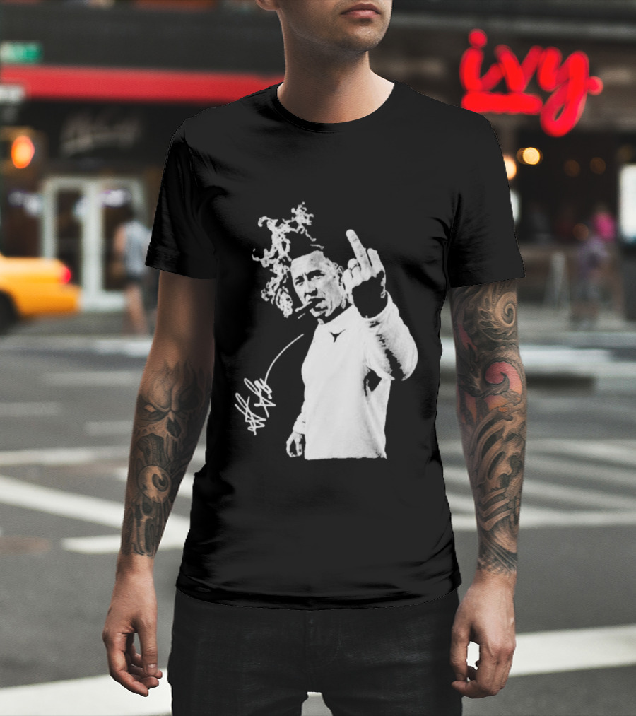 Steve Sarkisian Gesture Smoking Cigar Signature T-Shirt