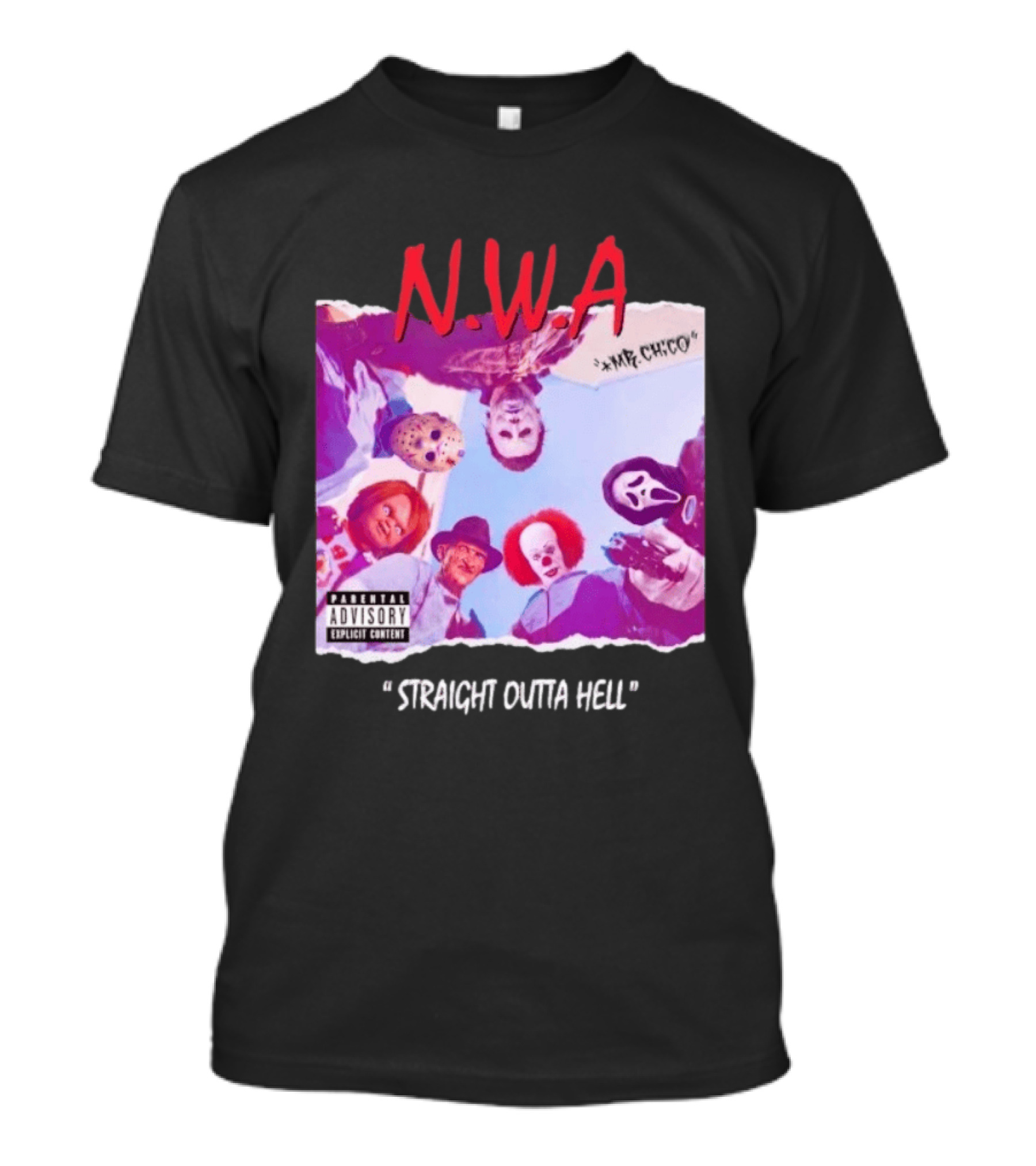 N.W.A Straight Outta Hell Horror Movie Character Mashup T-Shirt