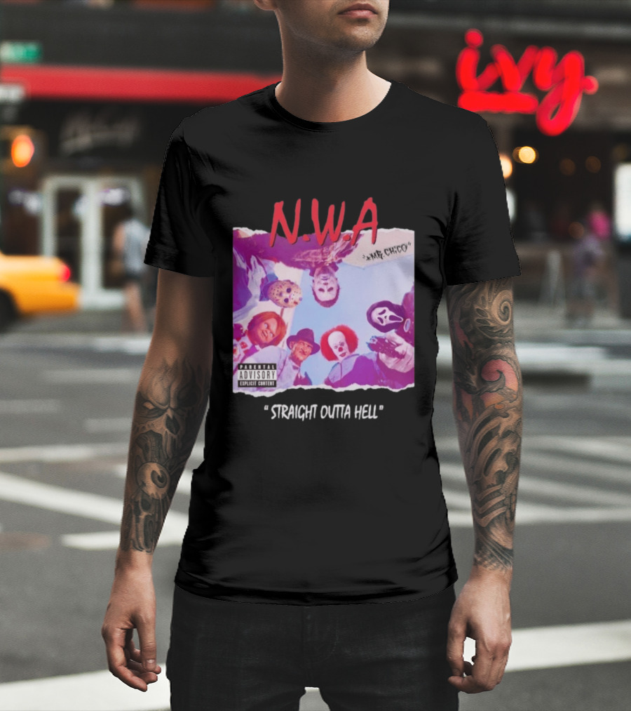 N.W.A Straight Outta Hell Horror Movie Character Mashup T-Shirt