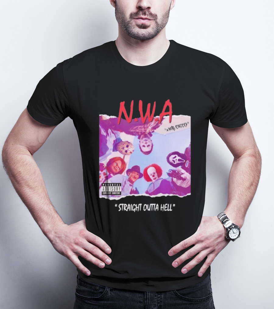 N.W.A Straight Outta Hell Horror Movie Character Mashup T-Shirt