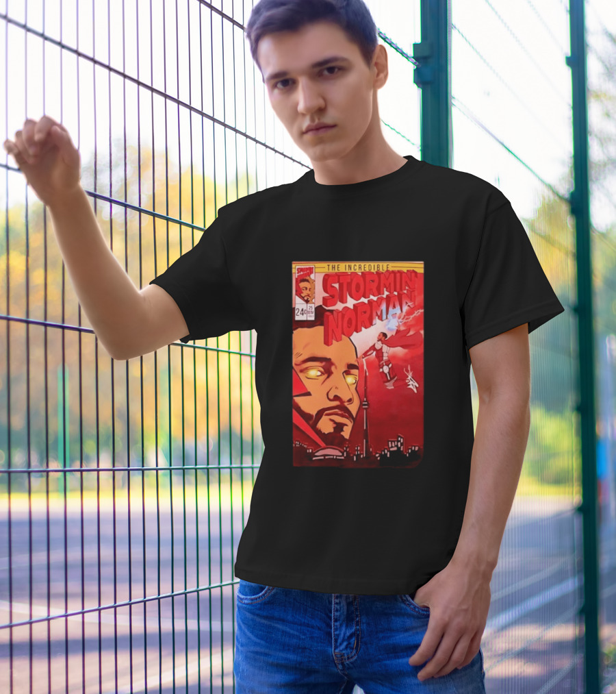 The Incredible Stormin Norman Comic Book Flying Superhero Cityscape 25 Cent Issue 24 T-Shirt