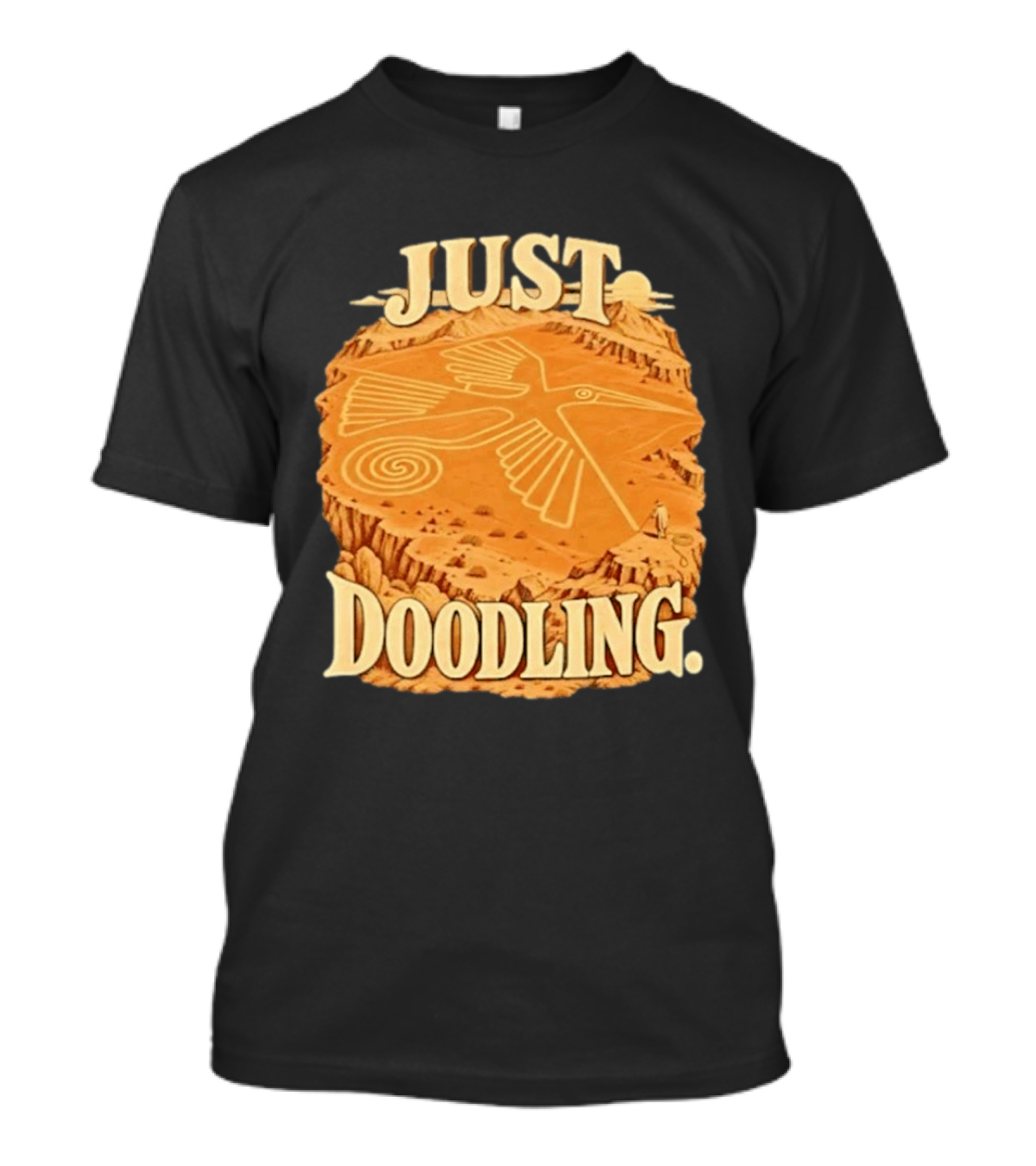 Just Doodling Nazca Lines Hummingbird Desert Landscape T-Shirt