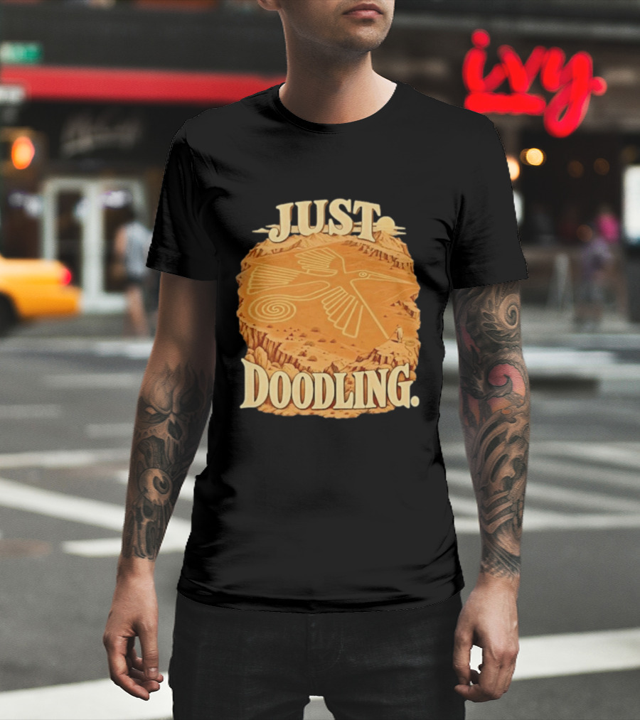 Just Doodling Nazca Lines Hummingbird Desert Landscape T-Shirt