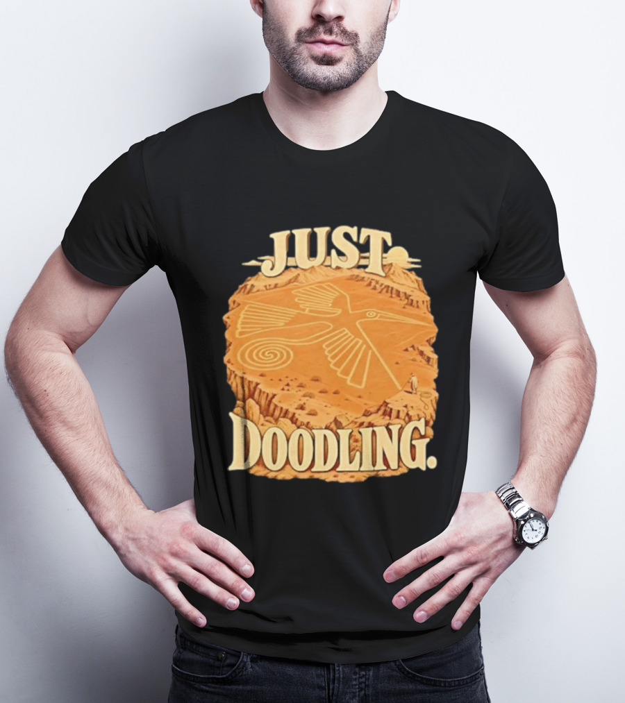 Just Doodling Nazca Lines Hummingbird Desert Landscape T-Shirt