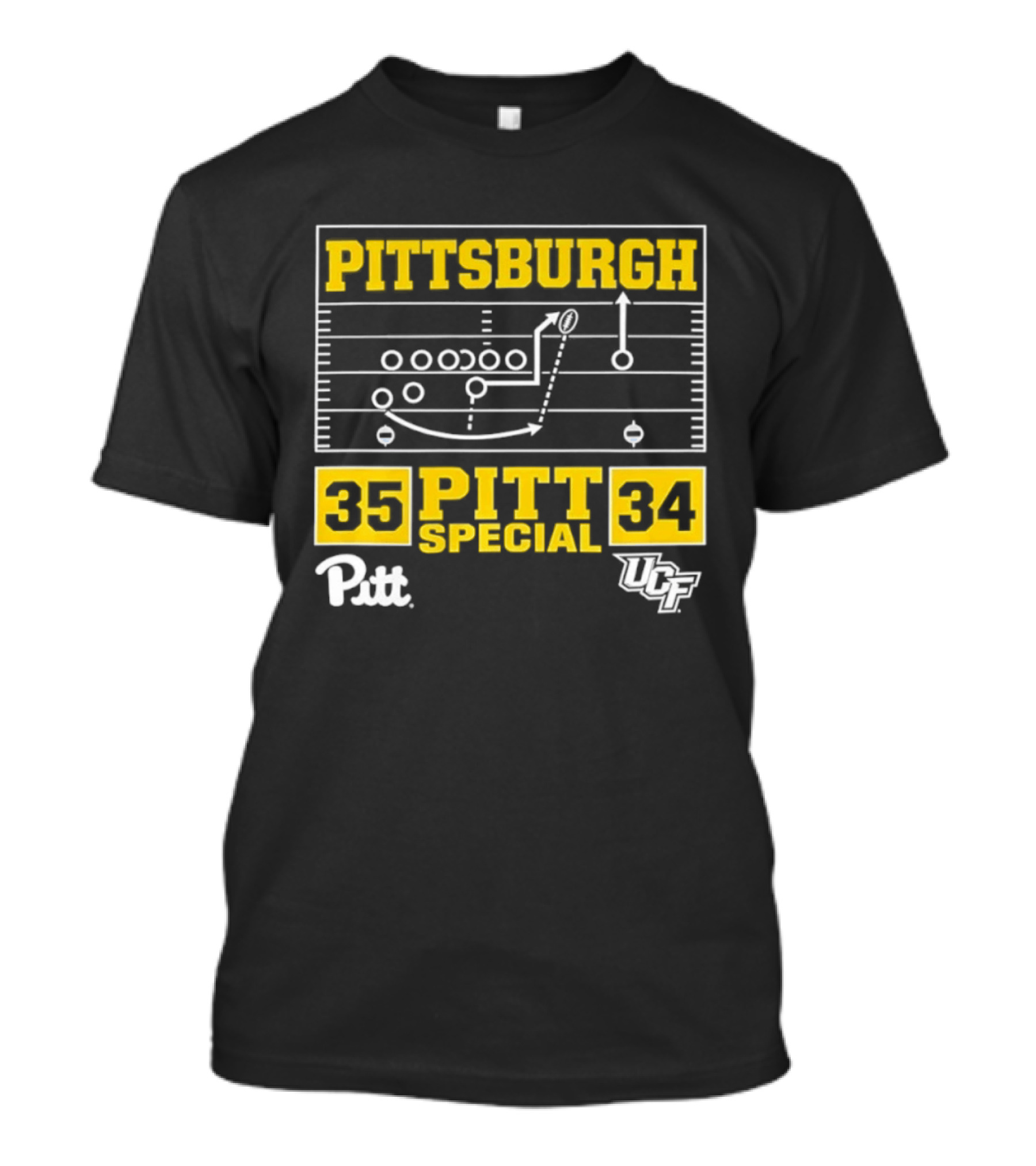 Pittsburgh Pitt Special 35 34 Victory Football Play Diagram Vs UCF T-Shirt