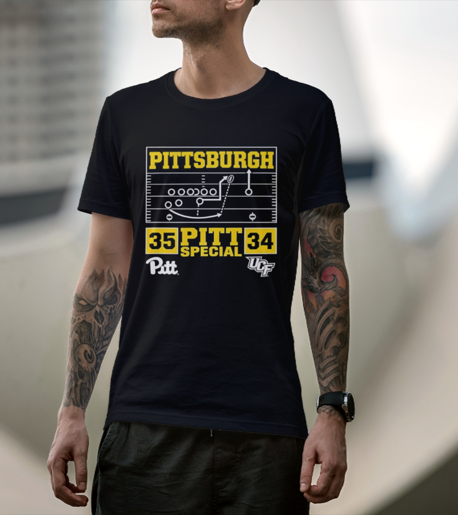 Pittsburgh Pitt Special 35 34 Victory Football Play Diagram Vs UCF T-Shirt
