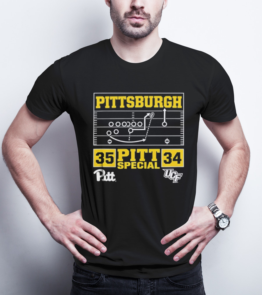 Pittsburgh Pitt Special 35 34 Victory Football Play Diagram Vs UCF T-Shirt