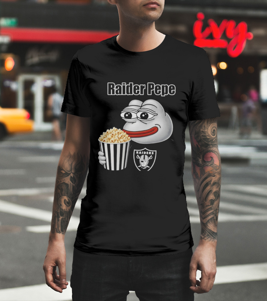 Las Vegas Raiders Raider Pepe Popcorn Meme T-Shirt