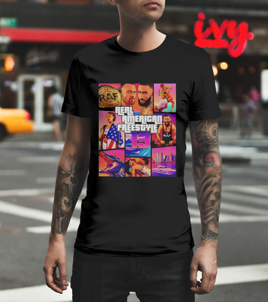 Real American Freestyle 13 Wrestling RAF Alligator Miami Scene T-Shirt