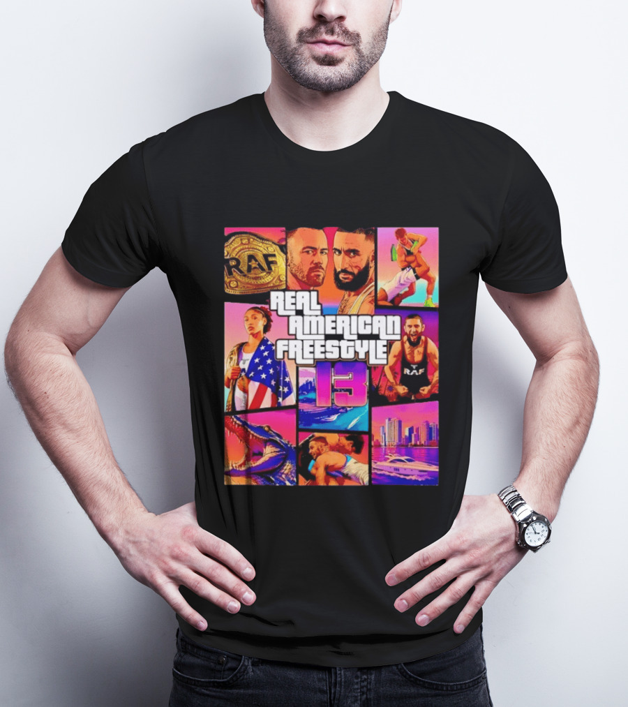 Real American Freestyle 13 Wrestling RAF Alligator Miami Scene T-Shirt