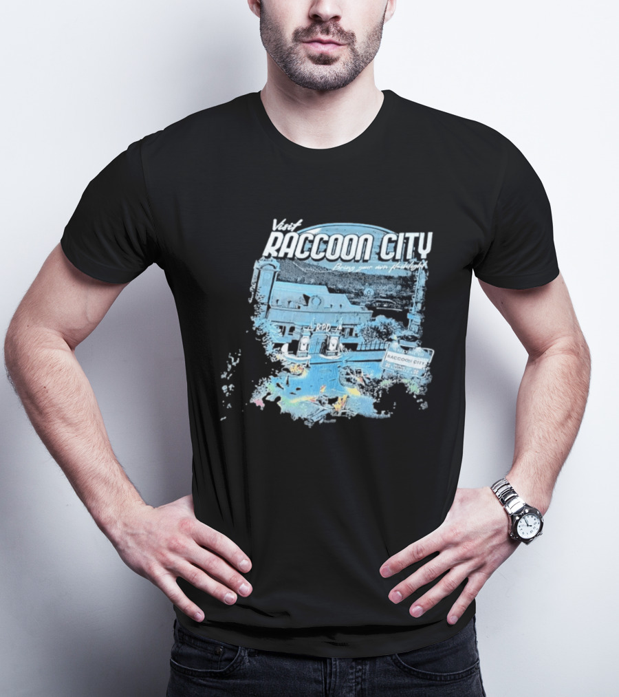 Visit Raccoon City Bring Your Own Flashlight RPD Entrance Postcard T-Shirt